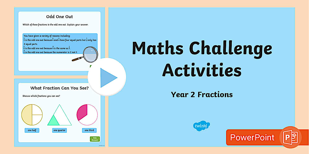 Maths Challenge Activities - Year 2 Fractions (teacher made)