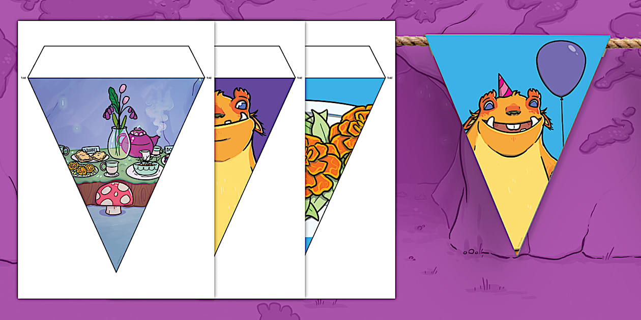 A Monster Surprise: Monster Party Display Bunting - Twinkl