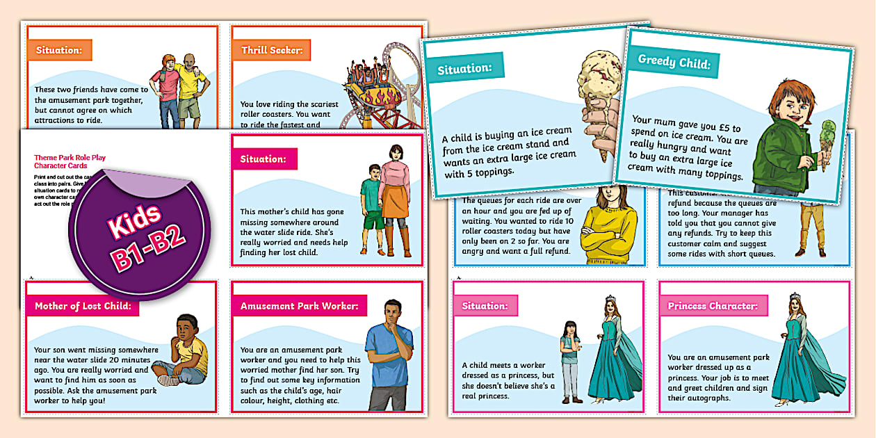 ESL Theme Park Role Play Scenarios (teacher made) - Twinkl
