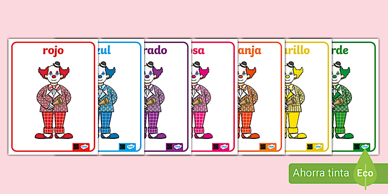 Carteles: Payasos de colores (Teacher-Made) - Twinkl
