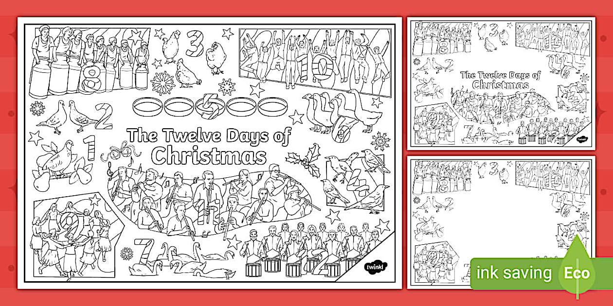 The Twelve Days of Christmas Doodle Colouring Pages - Twinkl
