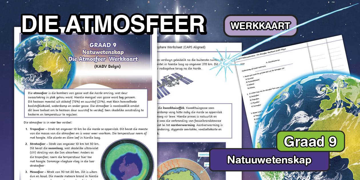 Graad 9 NW - Kwartaal 4 - Die Atmosfeer - Werkkaart (KABV)