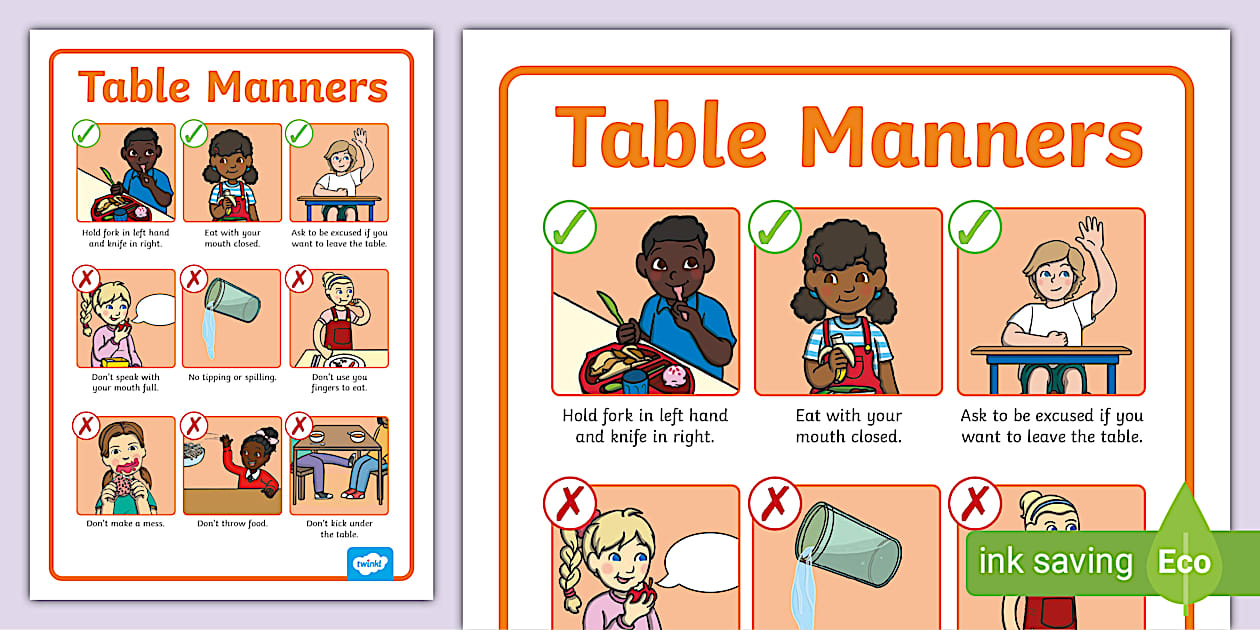 Editable Table Manners Rules Display Poster (teacher made)