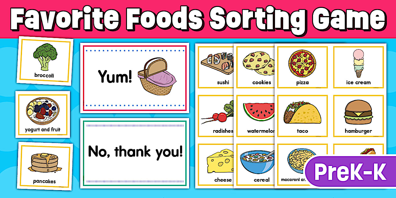 Favorite Foods Sorting Game for PreK-K