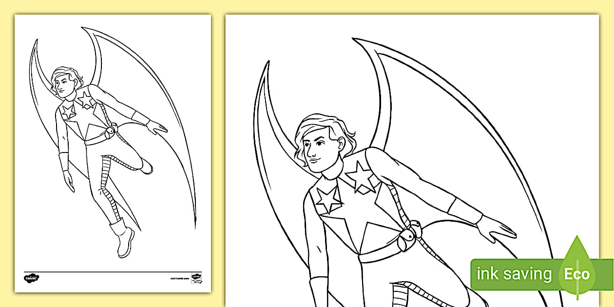 Superhero with Wings Colouring Sheet - Primary Resources