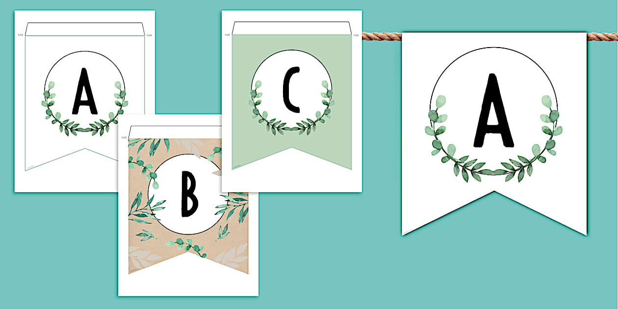 Editable Botanical Bunting A-Z (professor feito) - Twinkl