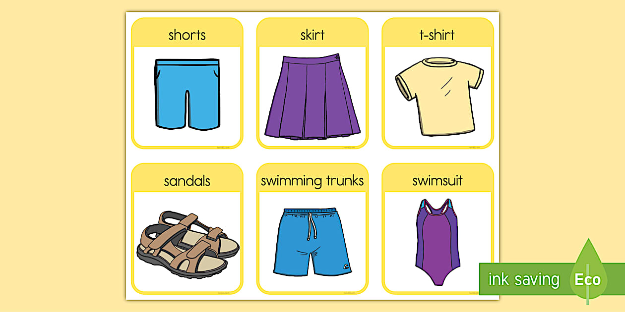 Summer Clothes Flashcards | Kindergarten | Twinkl - Twinkl