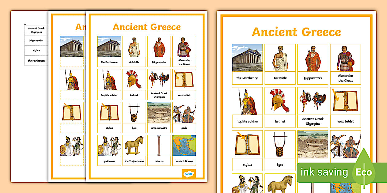 Ancient Greece Vocabulary Matching Mat - Twinkl