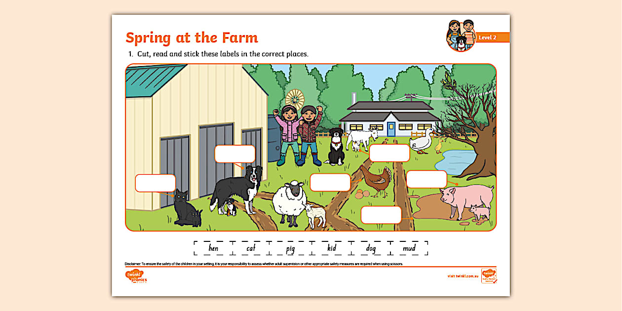 Phonics Level 2 Spring at the Farm Picture Worksheet