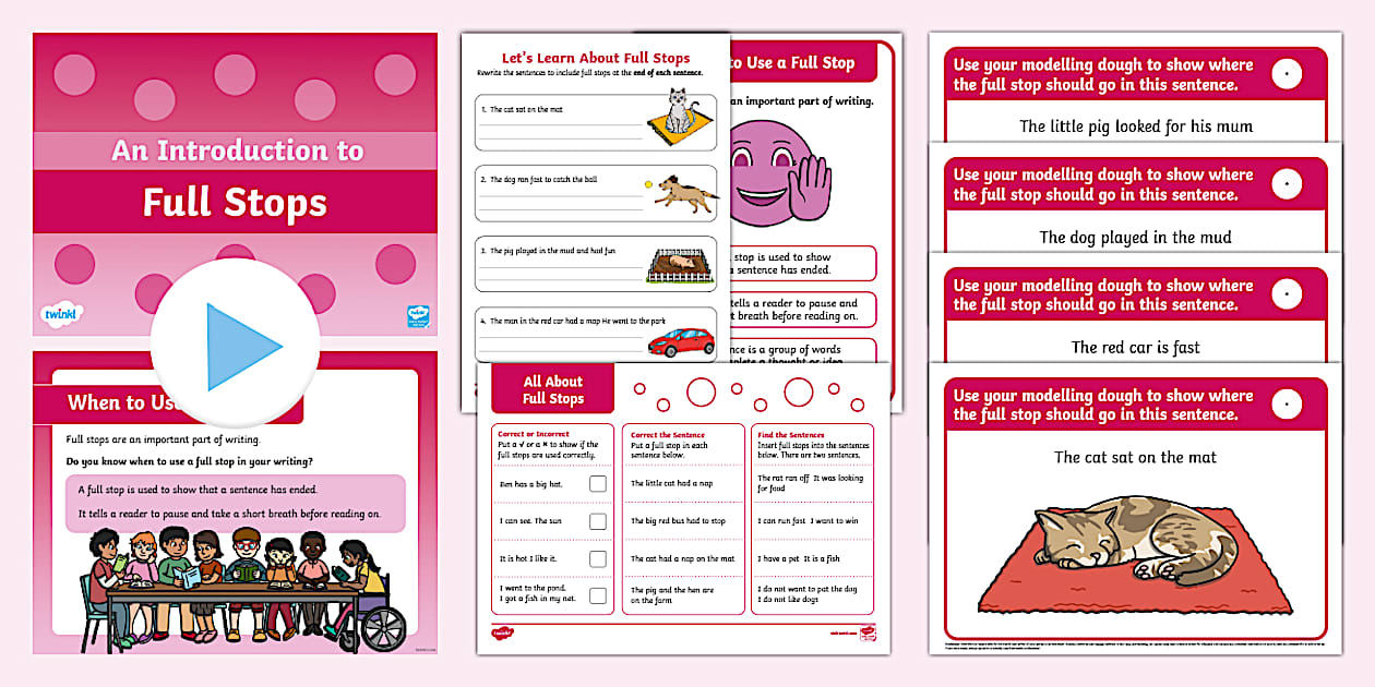 Let's Learn About Full Stops Resource Pack (teacher made)