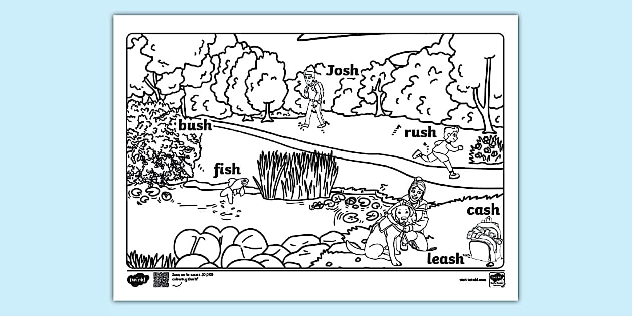 Final 'Sh' Sound Production Coloring Sheet (Teacher-Made)