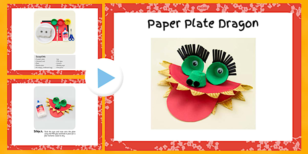 Paper Plate Dragon Craft Instructions PowerPoint - Twinkl