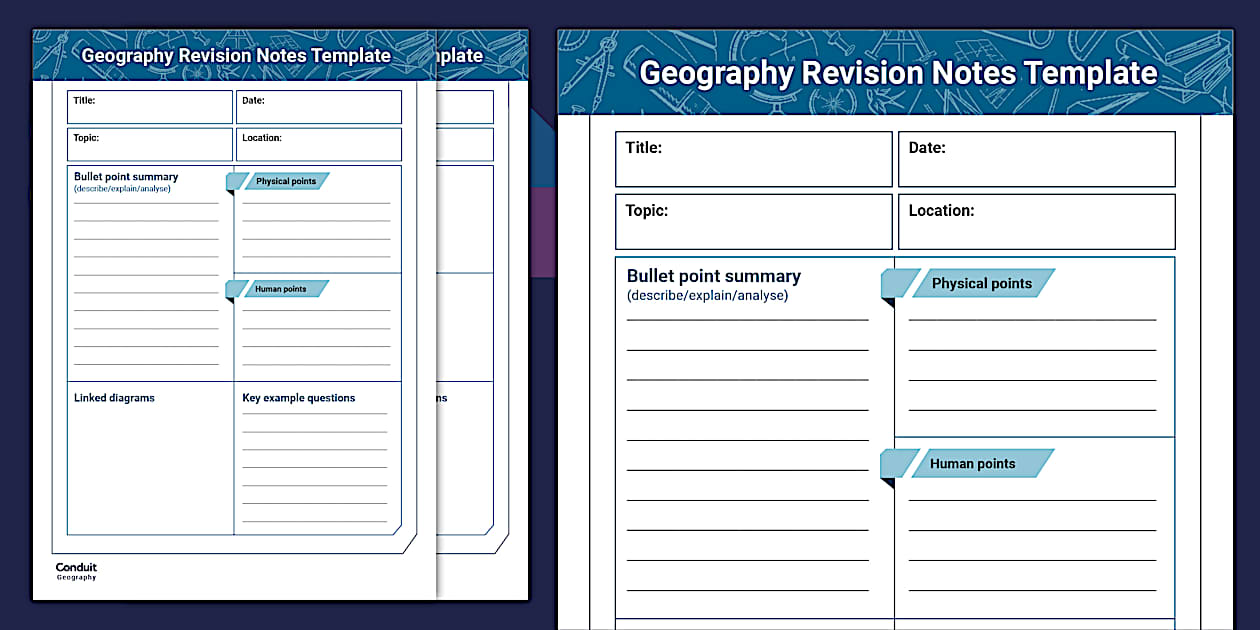 Geography Notes Revision Template (teacher made) - Twinkl