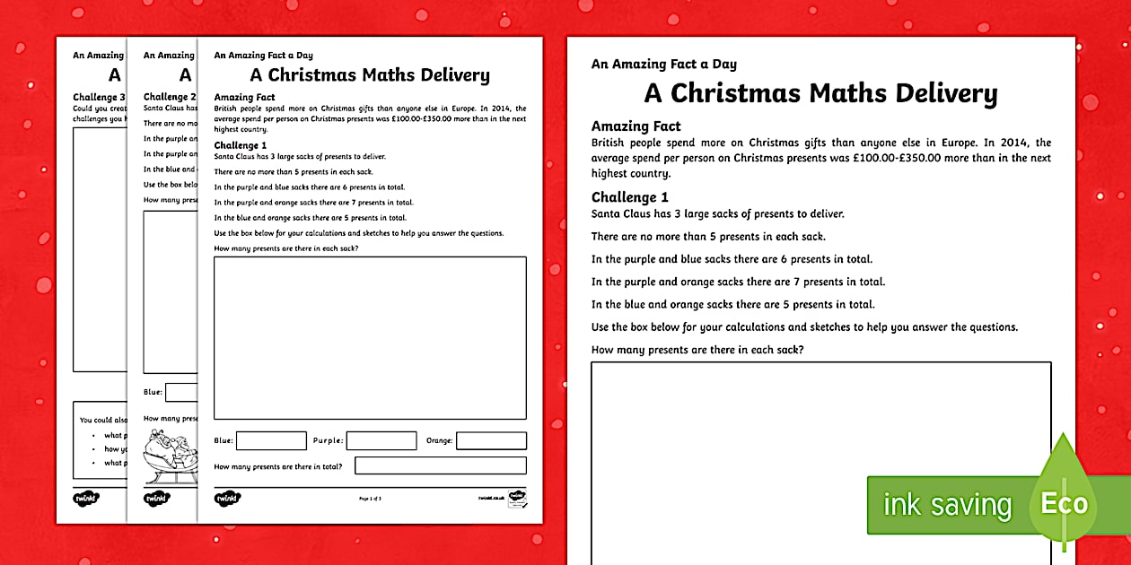 A Christmas Maths Delivery Worksheet | Christmas - Twinkl