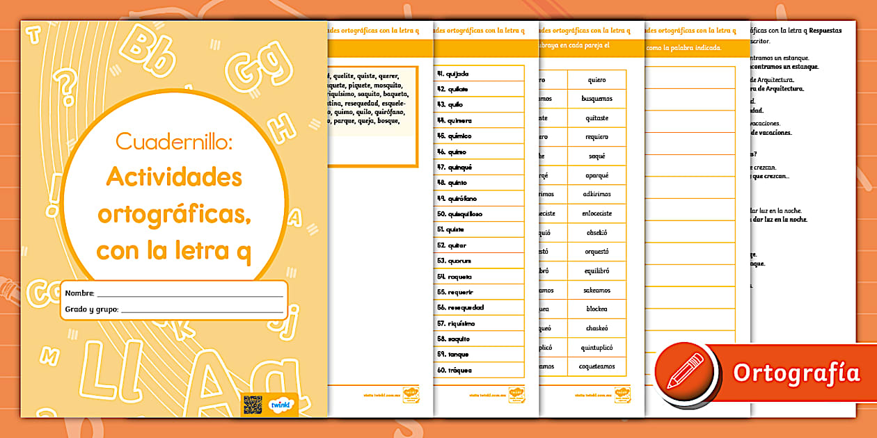 Cuadernillo: Actividades ortográficas con la letra q
