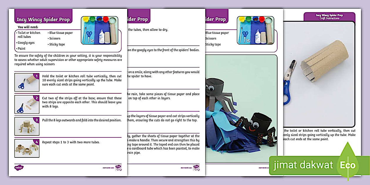 Incy Wincy Spider Craft Instructions (teacher made) - Twinkl