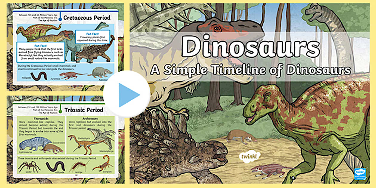 KS2 Dinosaur Timeline PowerPoint - Simple Dinosaur Timeline