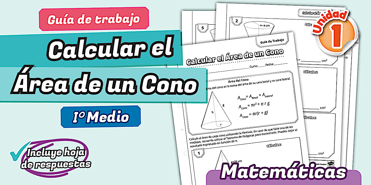 Guía de Trabajo | Área del Cono | Matemáticas | I° Medio