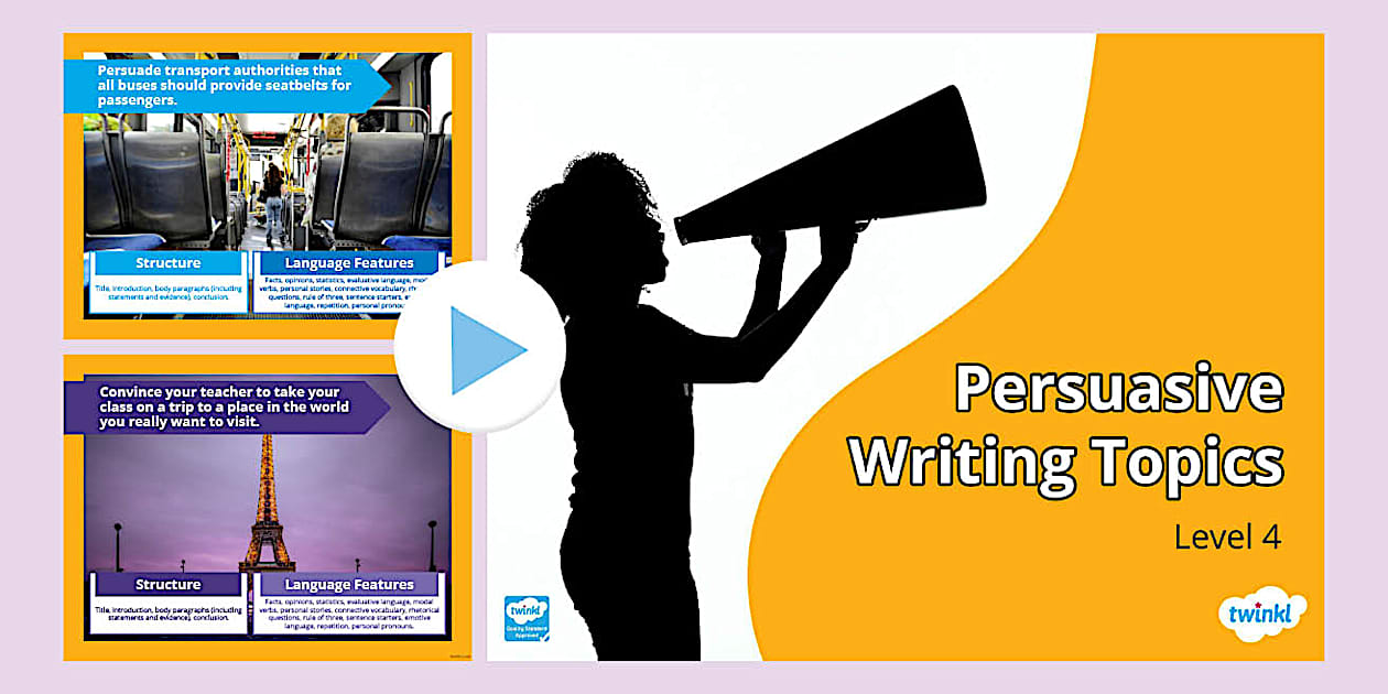 Persuasive Writing Topics PowerPoint - Level 4