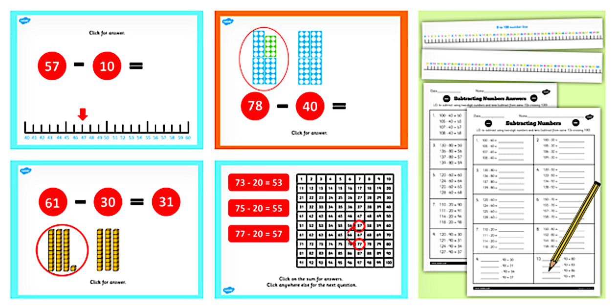 Year 2 Subtract 2 Digit Numbers and Tens Not Crossing 100