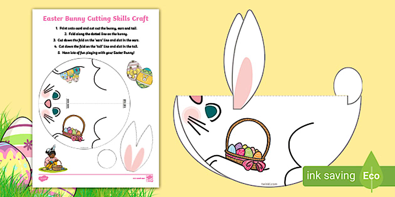Black and White Easter Bunny Cutting Skills Craft Activity