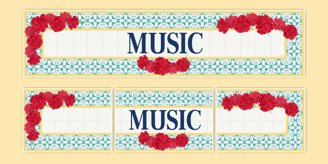 Floral Ceramics Themed Music Display Banner (teacher made)