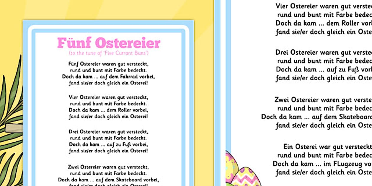 Five Easter Eggs Counting Song - German (teacher made)
