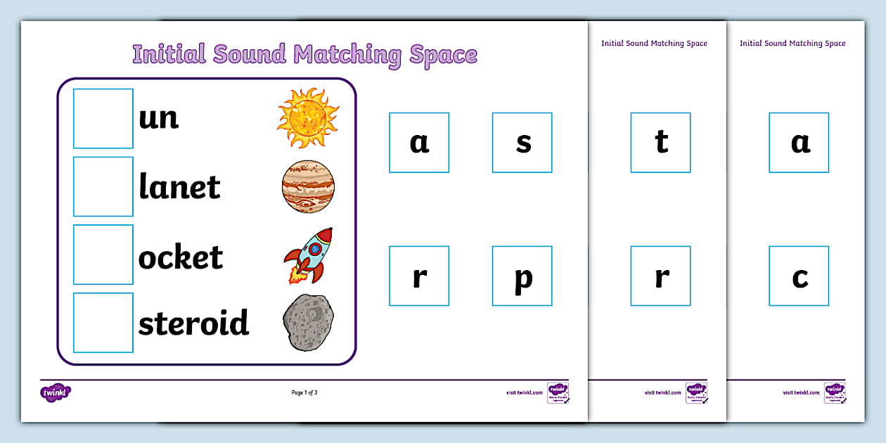 Initial Sound Matching Space Workstation Pack (teacher made)