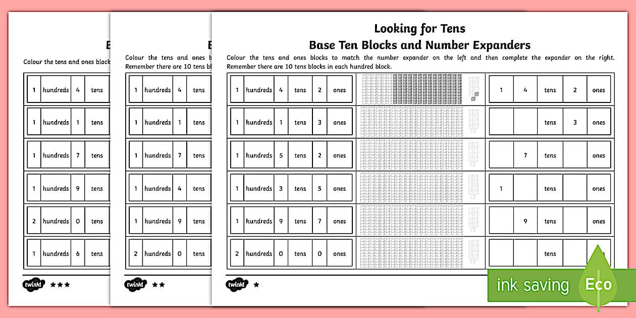 TAS Looking for Tens Number Expander Differentiated Worksheets