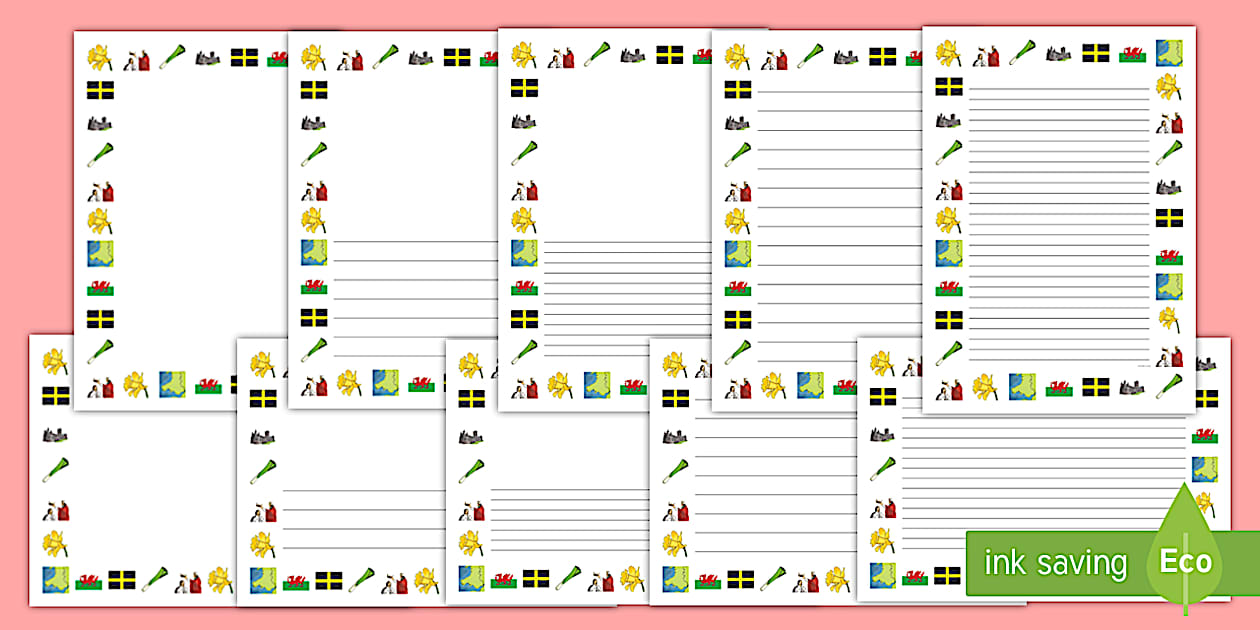 Black and White Saint David's Day Page Border Pack - Twinkl