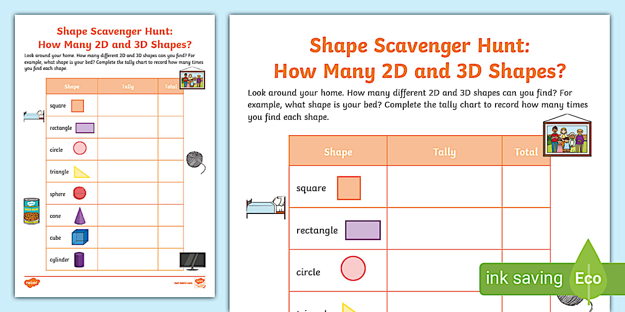 👉 Home Shape Scavenger Hunt, shapes, 2d and 3d, home, house