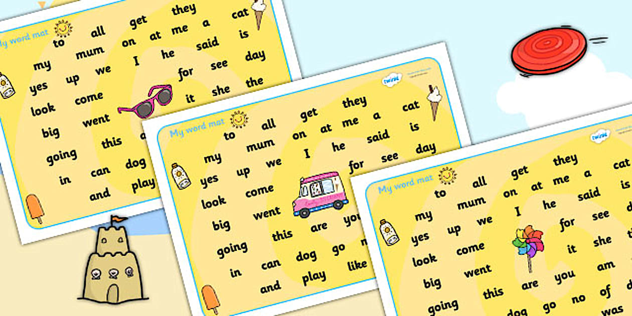 Summer Themed FS2 Word Mat (l'enseignant a fait) - Twinkl
