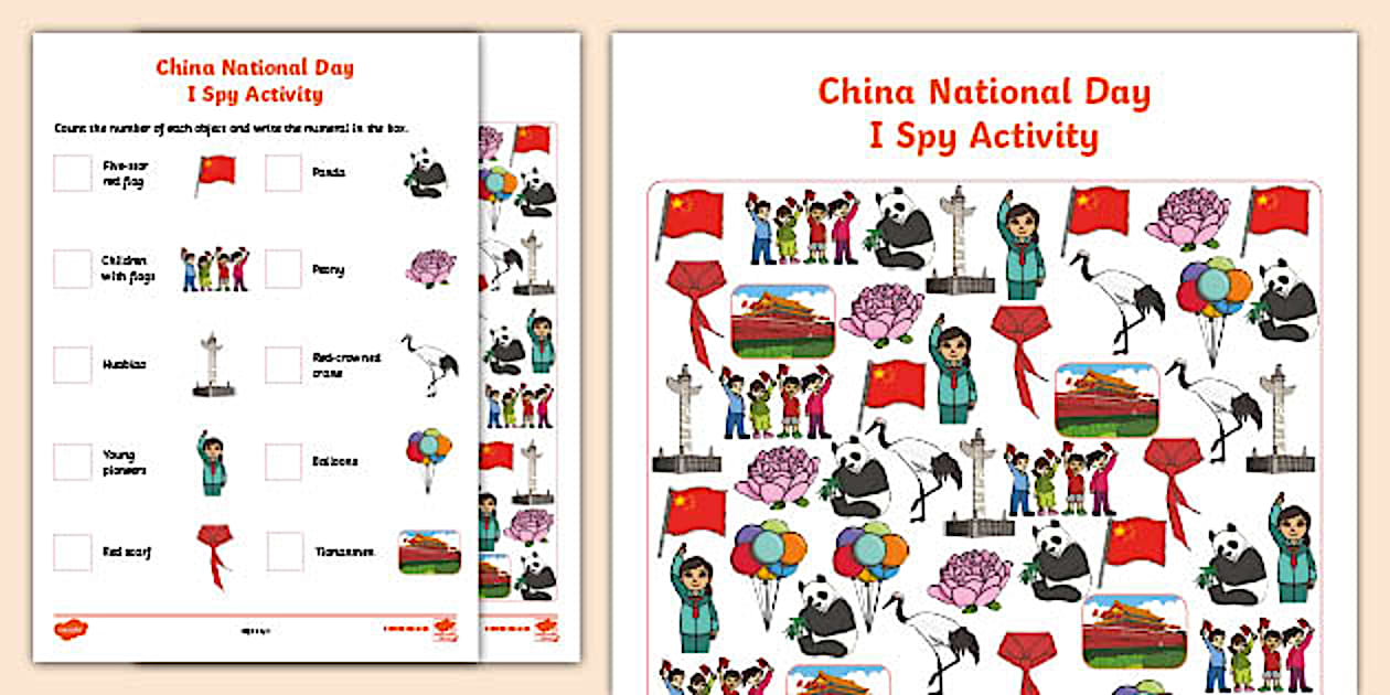 China National Day I Spy With My Little Eye Activity/国庆节 找一找数一数