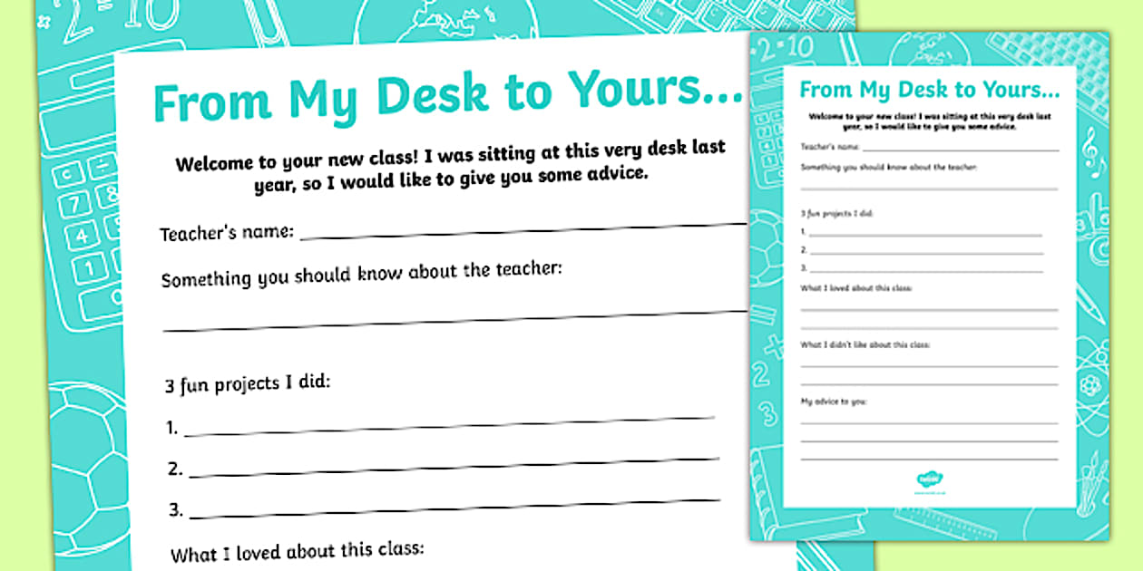 Black and White From My Desk to Yours... Worksheet - Twinkl