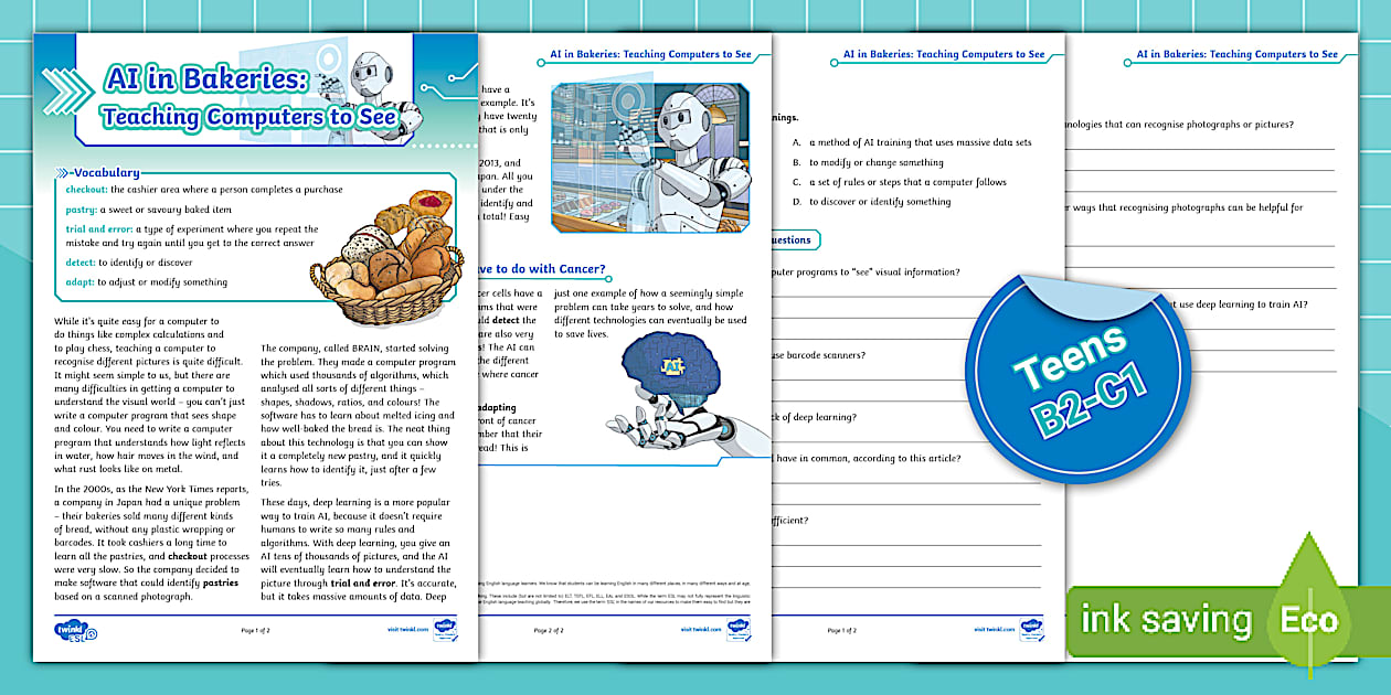 ESL Reading Comprehension: AI in Bakeries | Twinkl - Twinkl