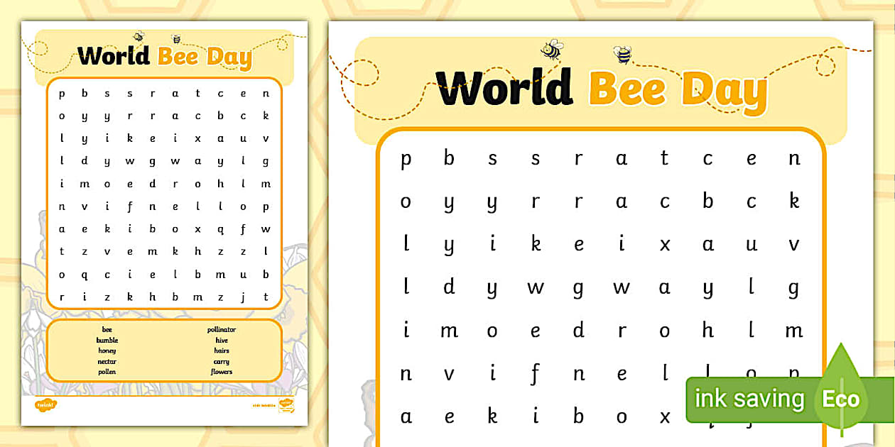 World Bee Day Word Search
