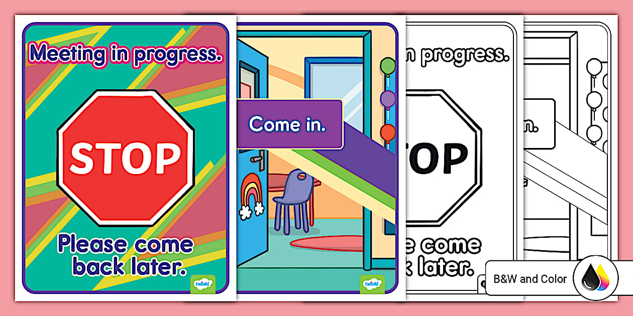 Meeting in Progress/Come in Door Signs (teacher made)