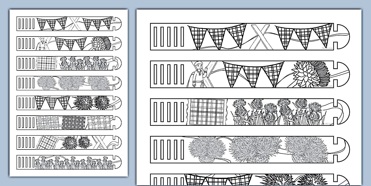 St. Andrew's Day Colouring In Wristbands - Twinkl