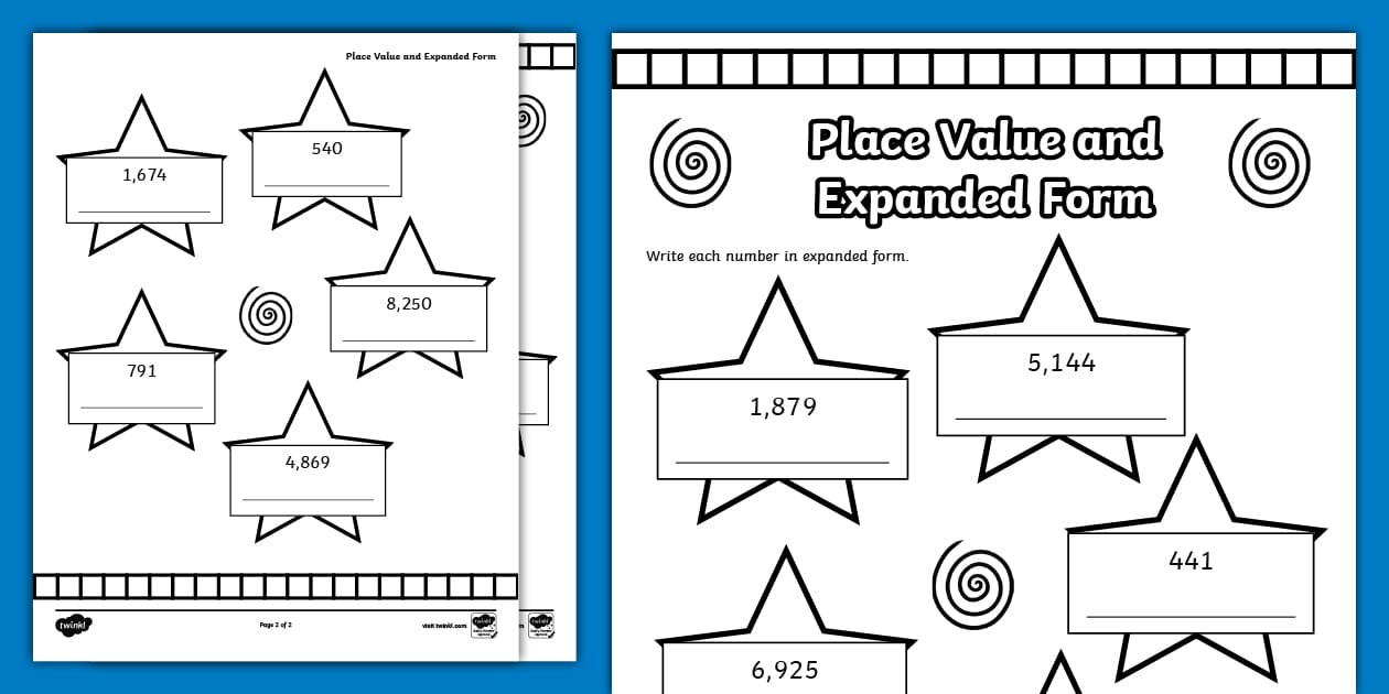 Third Grade Place Value and Expanded Form Worksheet - Twinkl