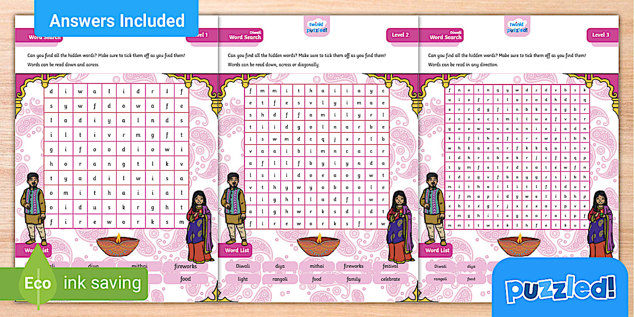 Fun Diwali Word Search Puzzle Pack - Twinkl Puzzled - Twinkl