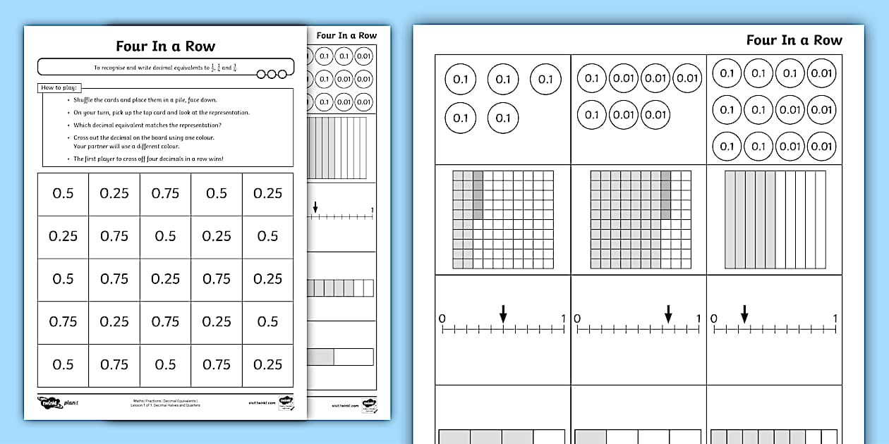 👉 Fractions Decimal Equivalents activity sheets - Twinkl