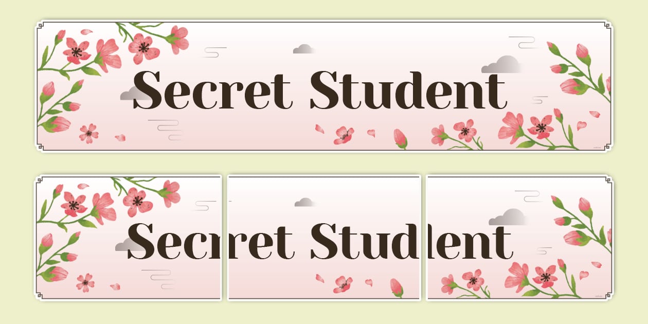 Sakura Themed Secret Student Display Banner (teacher made)