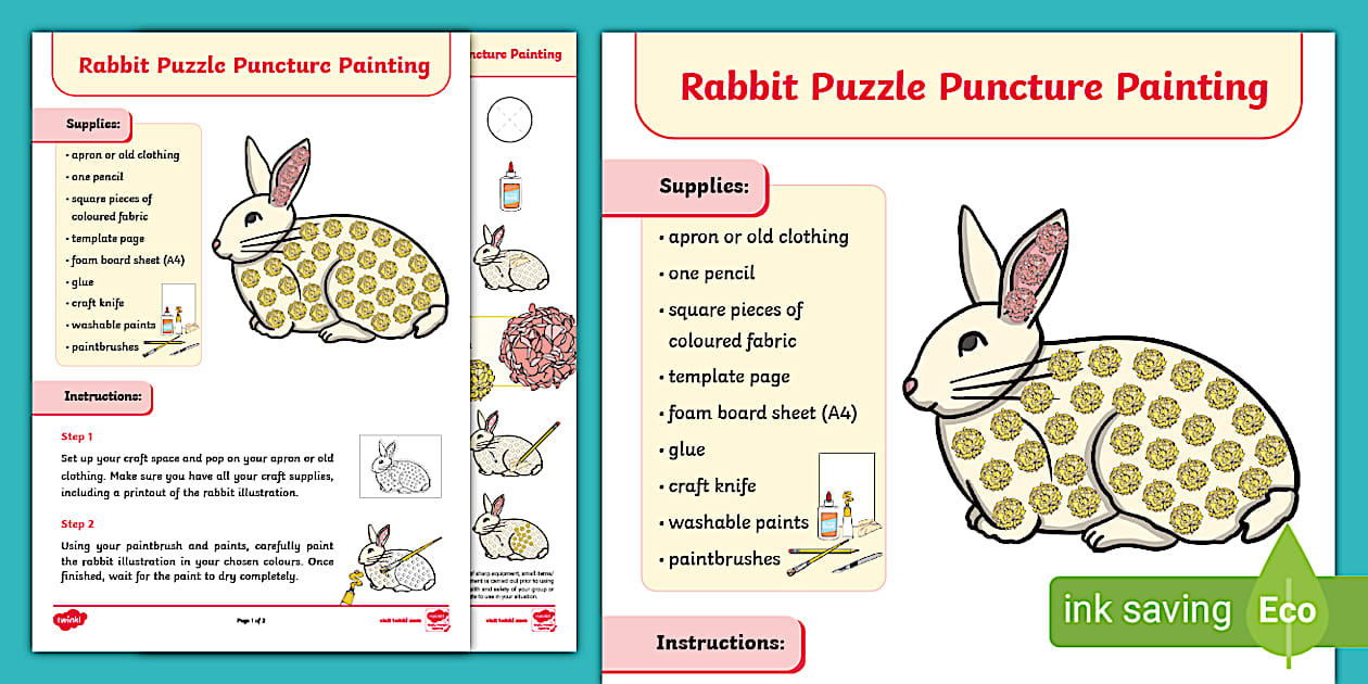 Rabbit Puzzle Puncture Painting | Twinkl Crafts | KS1