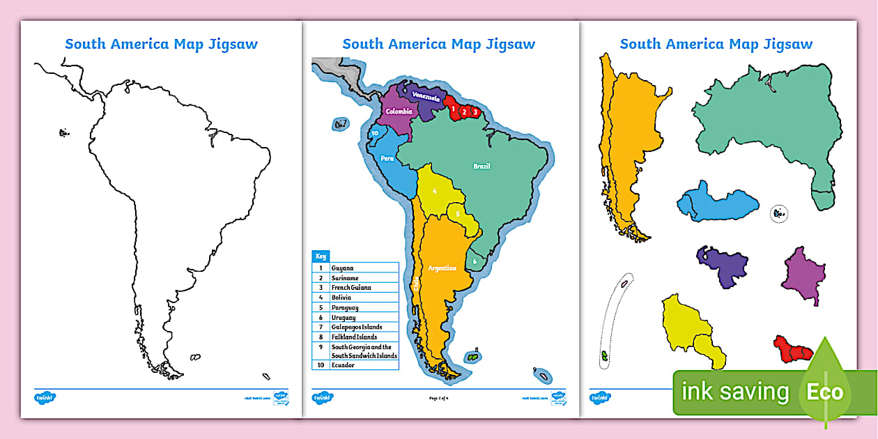 South America Map Jigsaw - KS2 - Geography - Twinkl