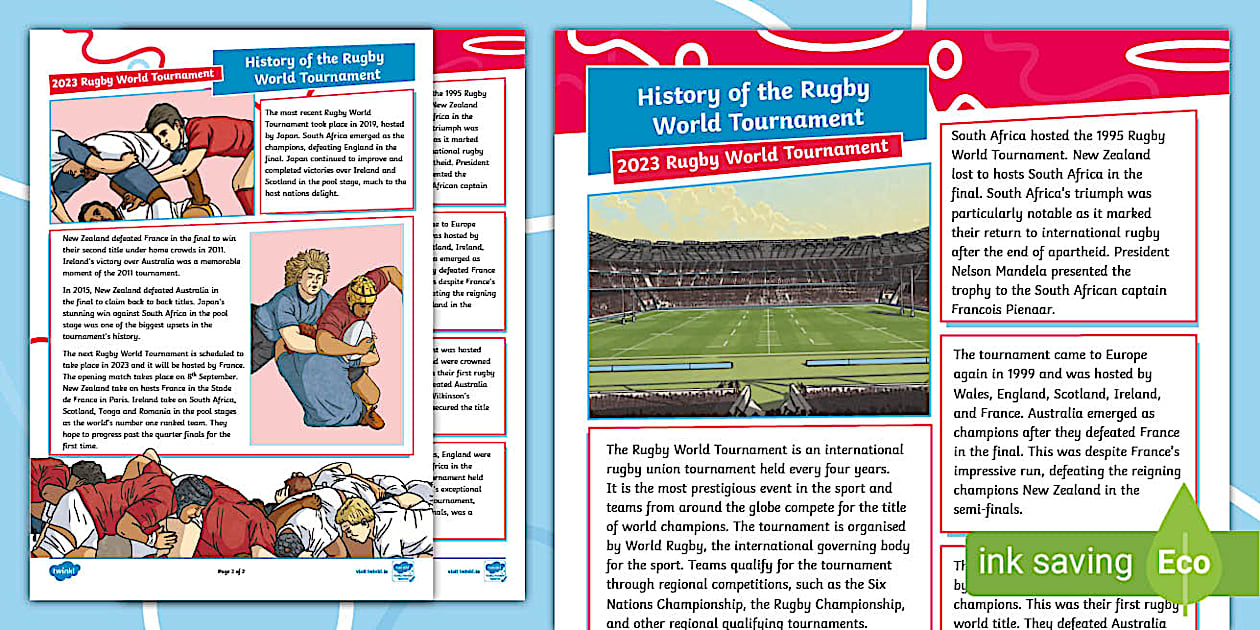 History of the Rugby World Tournament Reading Comprehension
