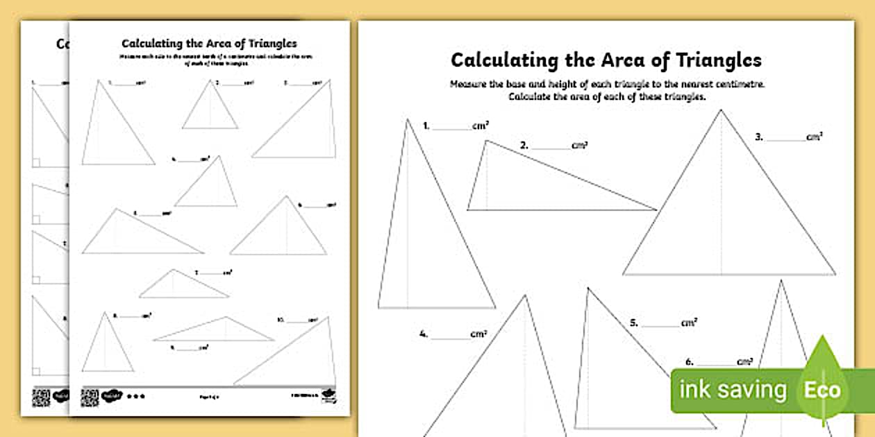 KS2 Area of a Triangle Worksheets - Twinkl