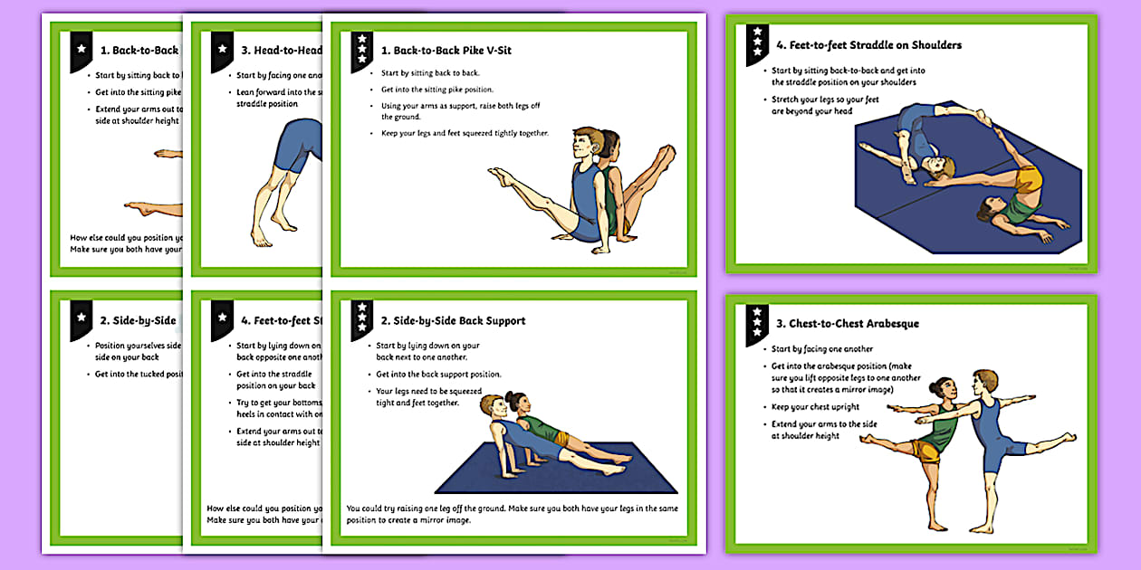 Editable Gymnastics Partner Balance Cards - Twinkl