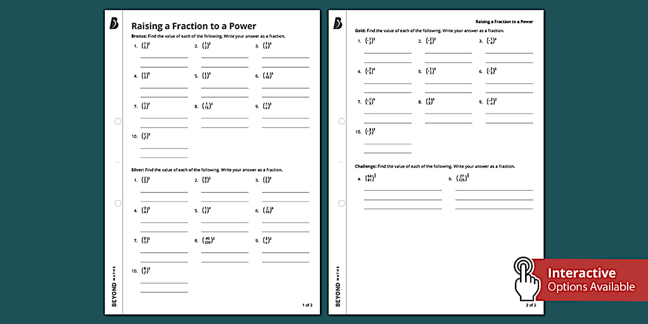 👉 Raising a Fraction to a Power (Teacher-Made) - Twinkl