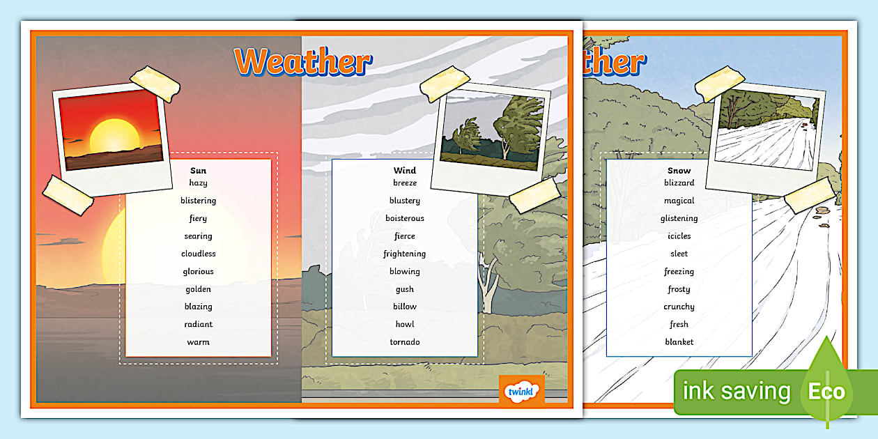 Weather Descriptive Word Mats - Twinkl - KS2 (teacher made)