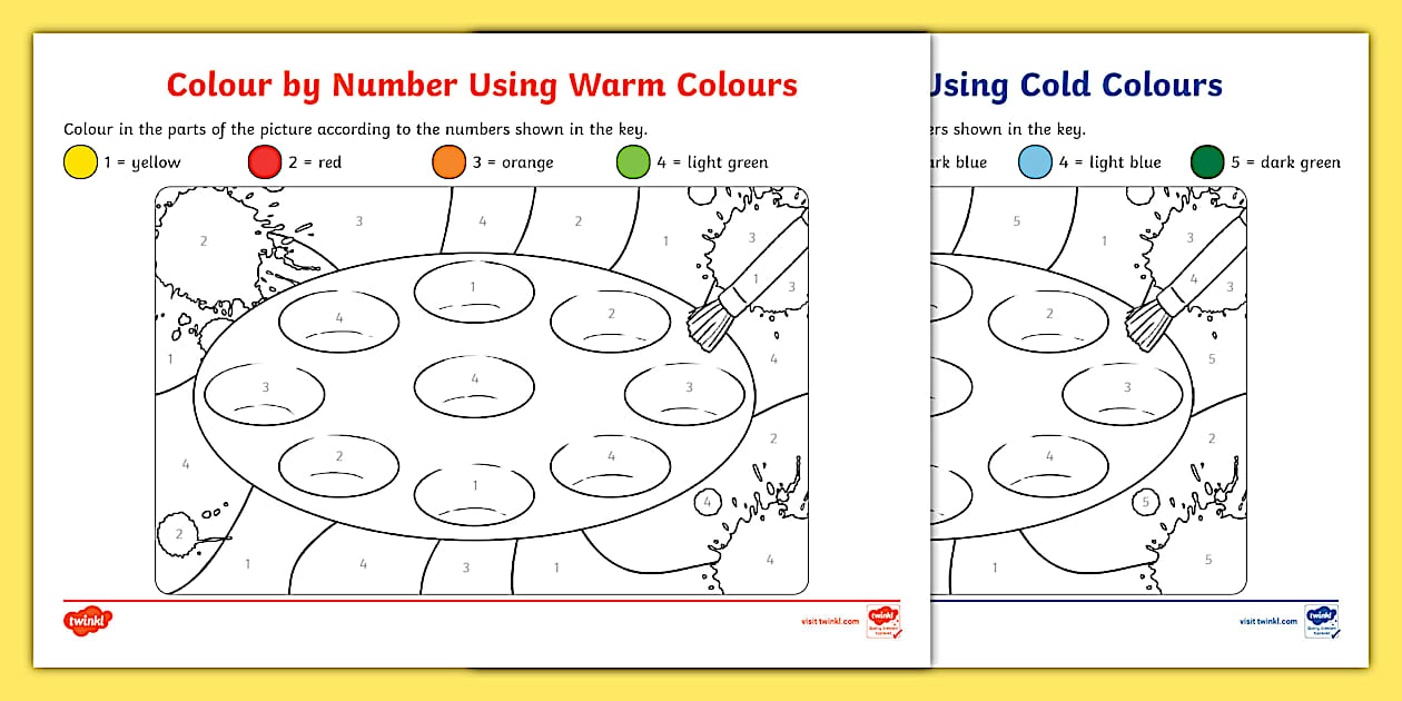 Colour By Number Using Warm and Cold Colours Pack - Twinkl